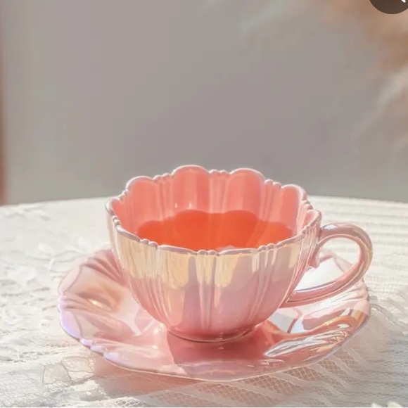 Dining | Flower Teacup And Saucer 26ml88oz Flower Ceramic Coffee Cup ...